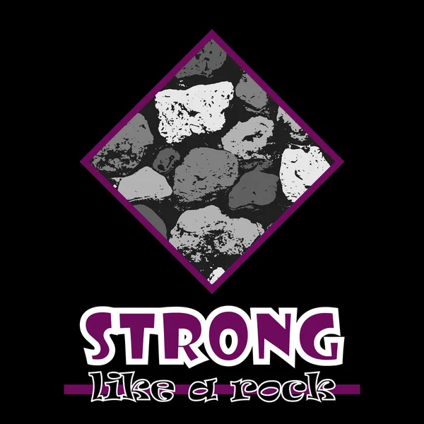 Solid like a rock. Abstract vector blue style flat logo print brick wall design. Used for print ...