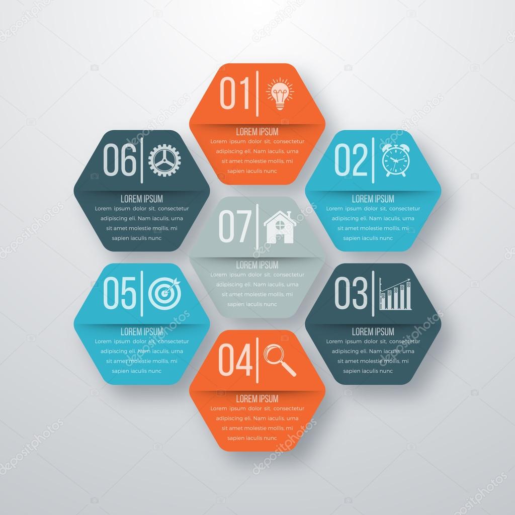 Vector illustration infographics seven hexagons Stock Vector by ...
