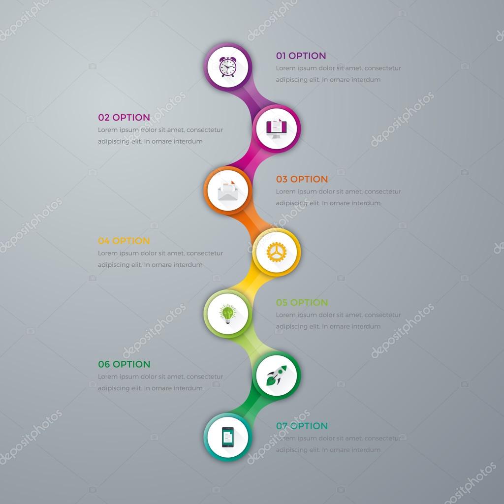 Infographics timeline seven options Stock Vector by ©Amelisk 124730556