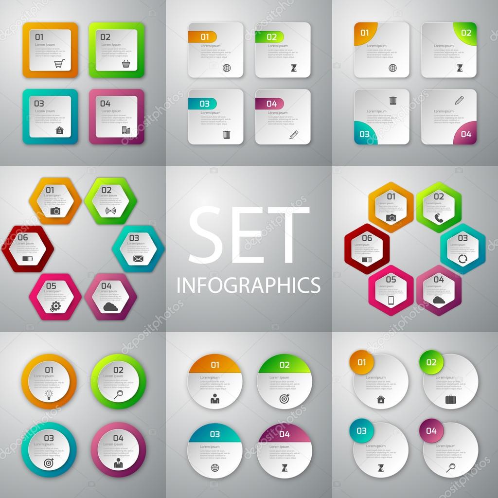 Vector illustration infographics set . Patterns 4 and 6 options Stock ...