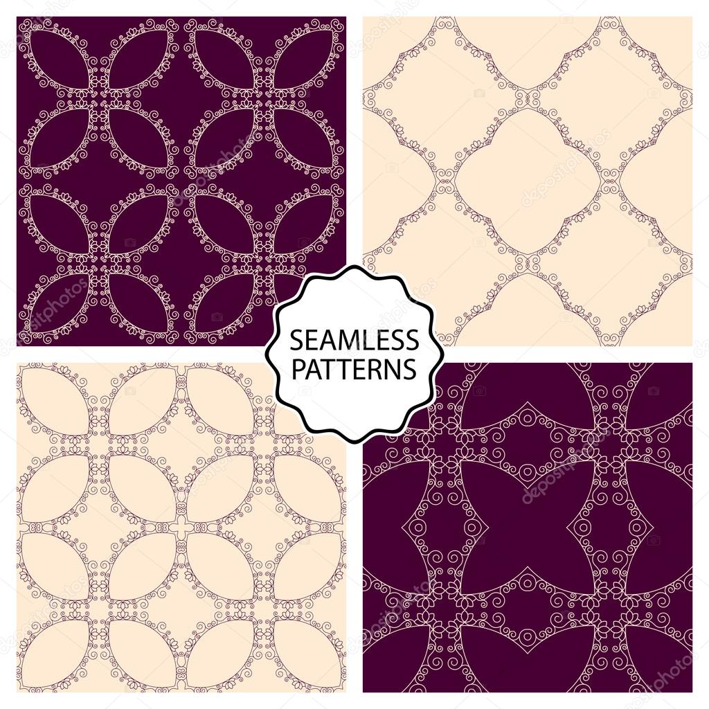 Vector illustration of a set of linear seamless patterns Stock Vector ...