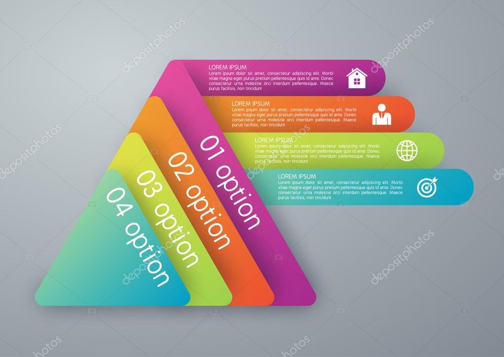 Vector illustration infographics four options pyramid — Stock Vector ...