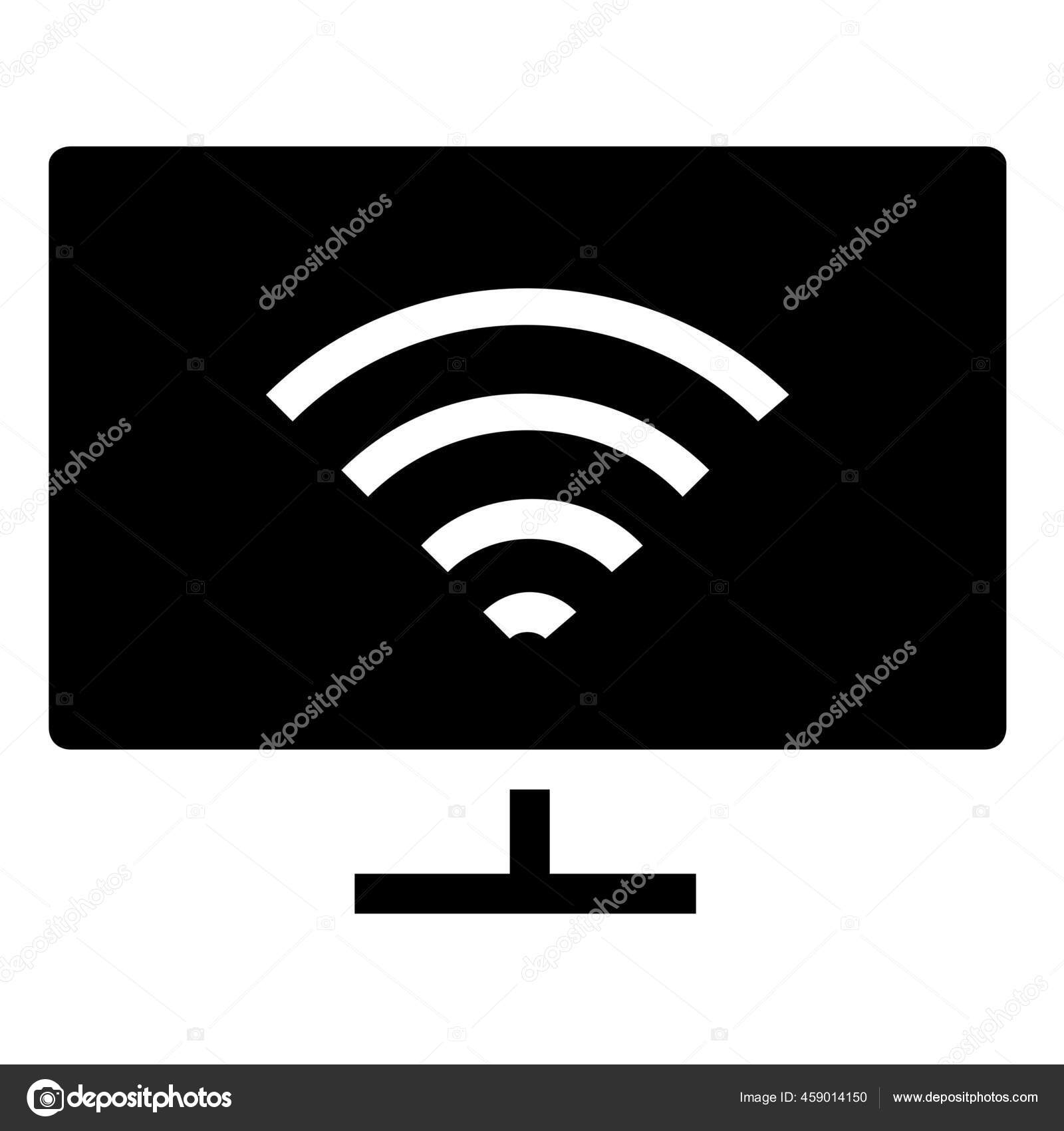Monitor Screen Wireless Icon Solid Style Stock Vector Image by ...