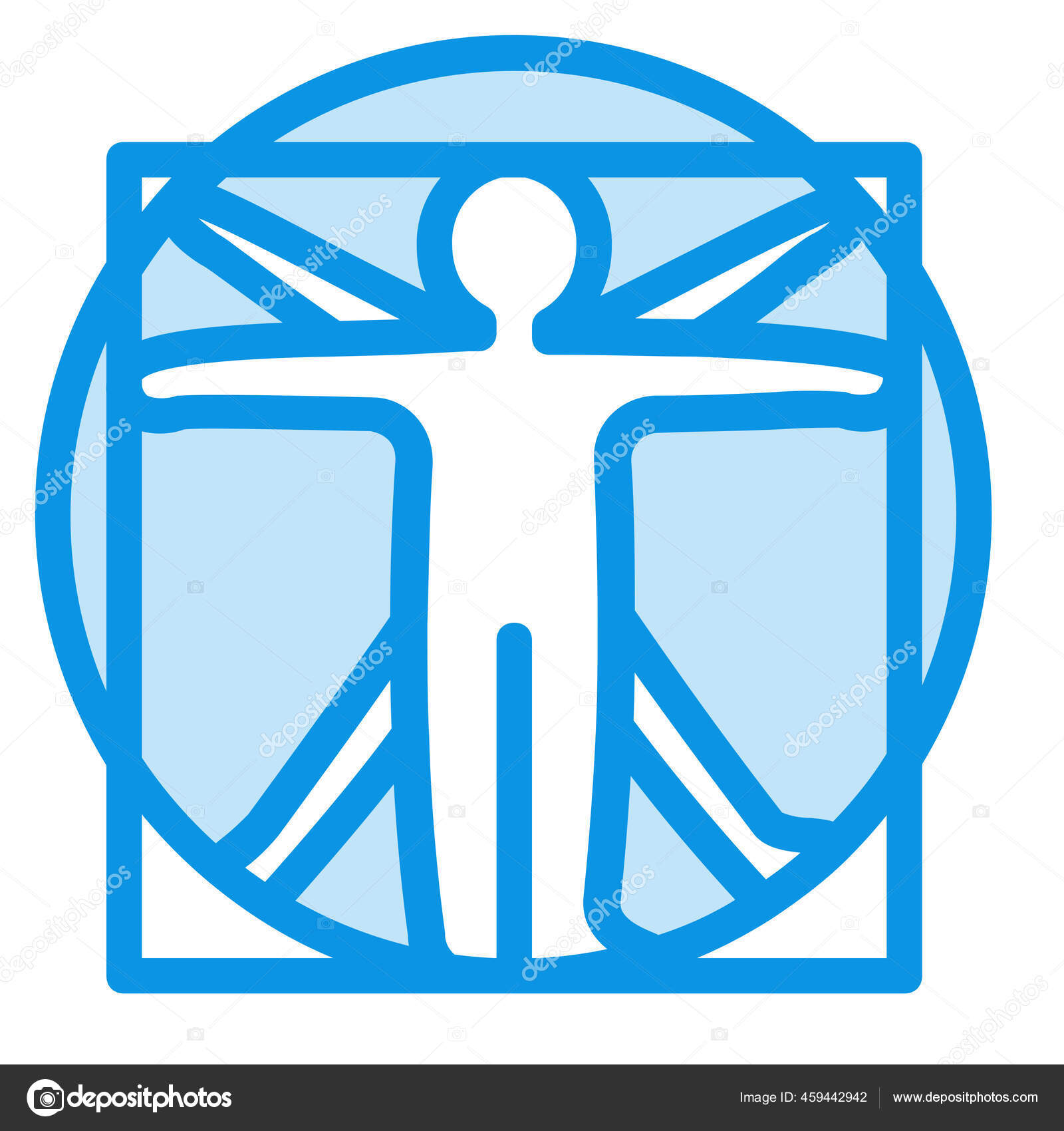 Davinci Hombre Icono Vitruviano Estilo Contorno Lleno Vector de stock ...