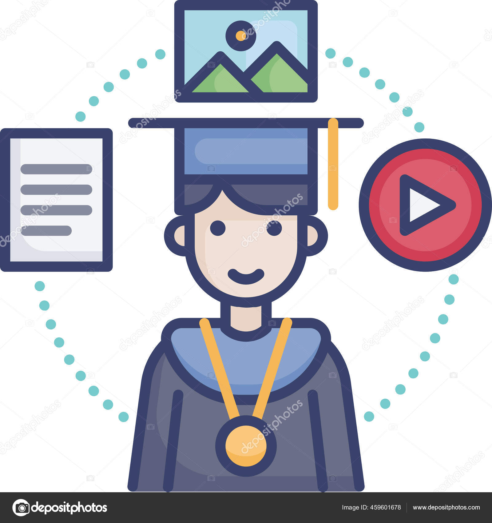 Boy Gallery Graduate Icon Stock Vector by ©iconfinder 459601678