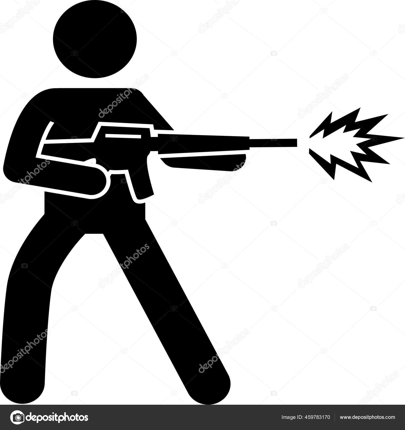 Attack Fire Gun Icon Solid Style Stock Vector by ©iconfinder 459783170