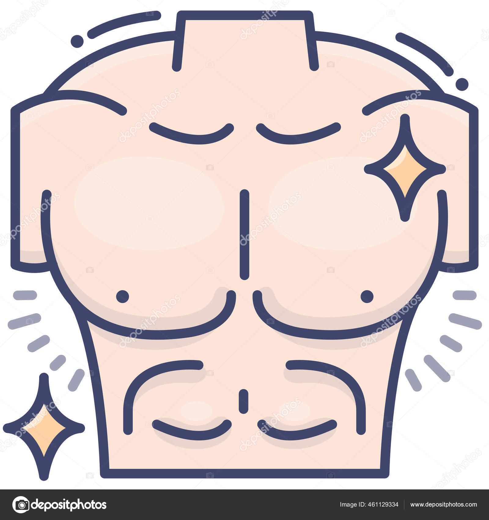 Chest Figure Muscles Icon Filled Outline Style Stock Vector by ...