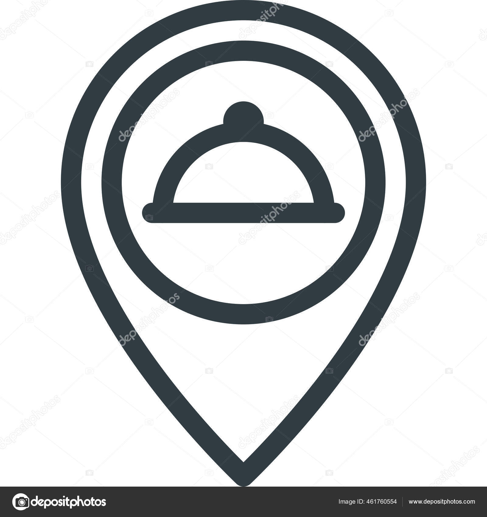Mapa Ubicación Icono Restaurante Estilo Esquema Vector de stock ...
