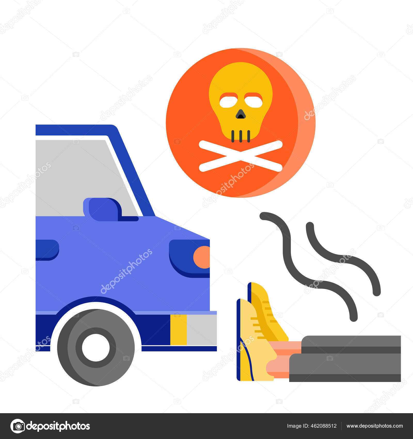 Accident Accidental Death Dismemberment Car Crash Icon Flat Style Stock ...