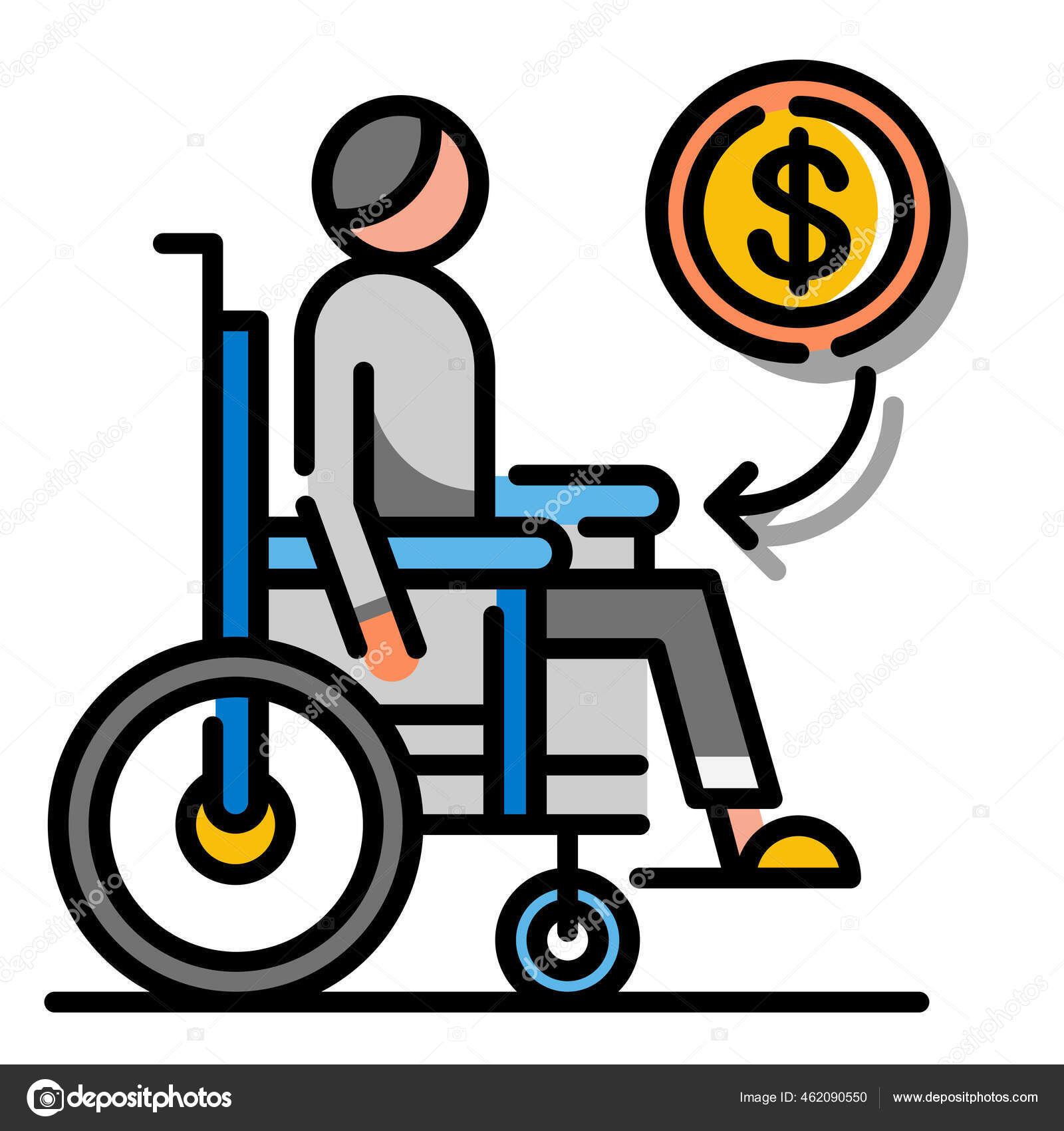 Accident Compensation Disability Icon Filled Outline Style Stock Vector ...