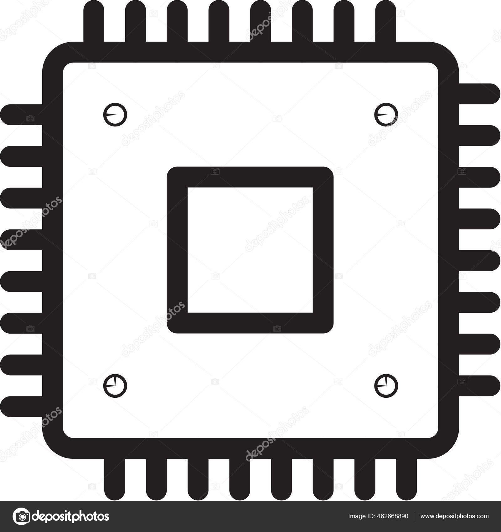 Chip Microcontroller Icono Esquema Estilo Esquema Vector de stock ...