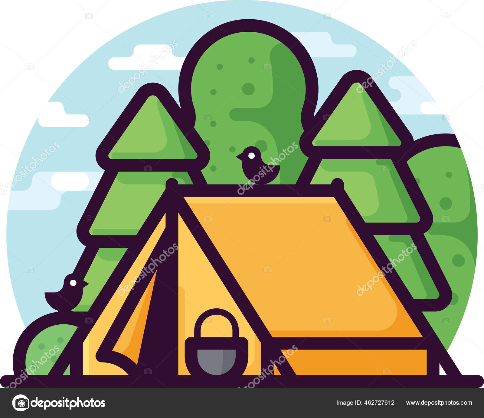 Bird Camping Forest Icon Filled Outline Style Stock Vector by ...