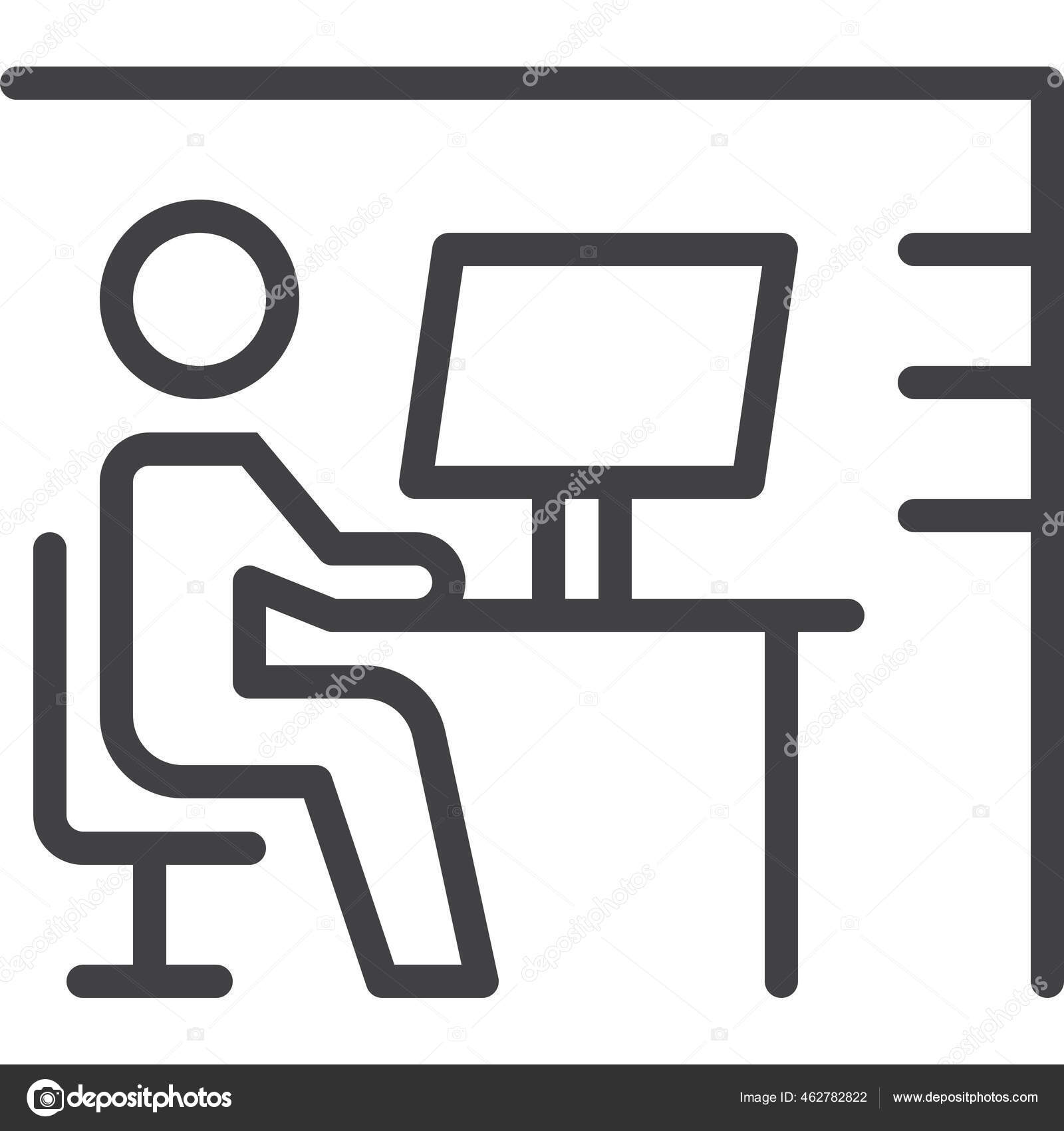 Desk Job Work Icon Outline Style Stock Vector by ©iconfinder 462782822