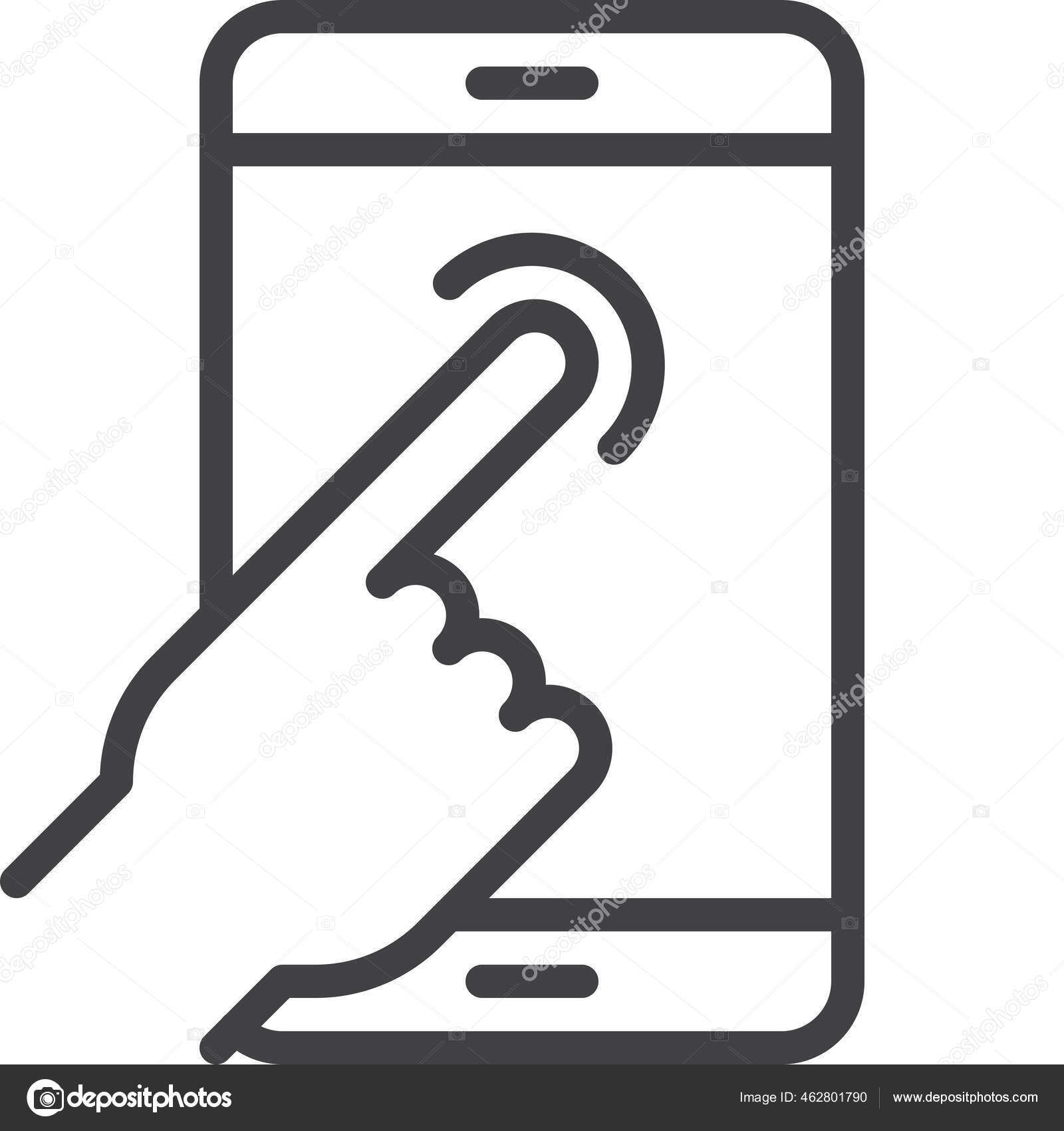 Finger Interface Push Icon Outline Style Stock Vector Image by ...