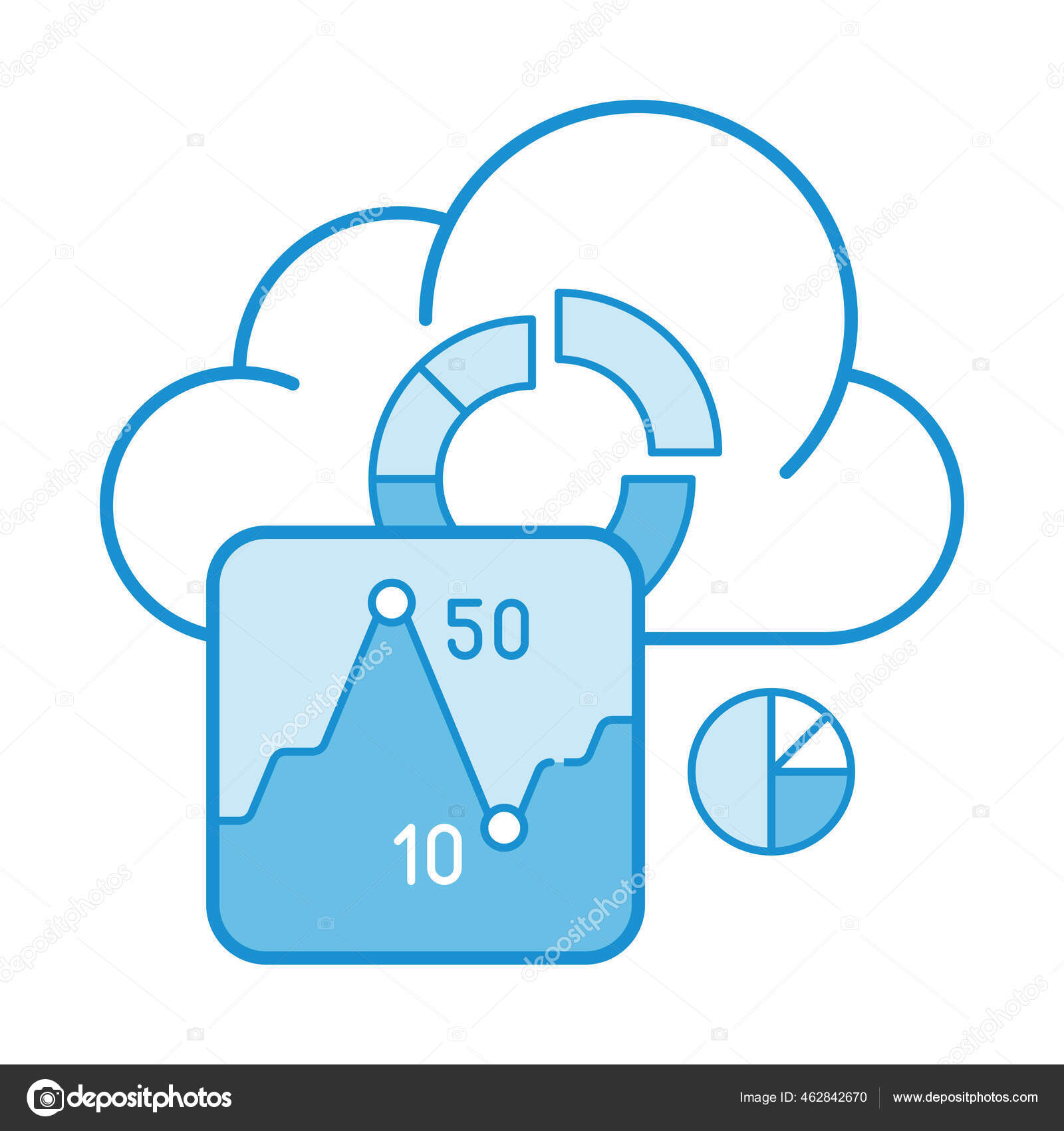 Analytics Chart Cloud Icon Filled Outline Style Stock Vector Image by ...