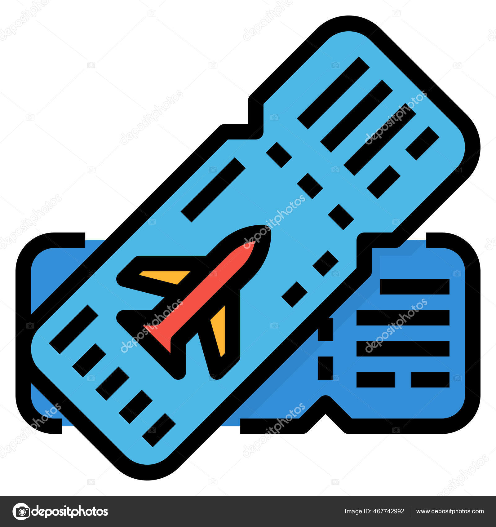 Icono Tarjeta Vuelo Embarque Estilo Esquema Rellenado Vector de stock ...