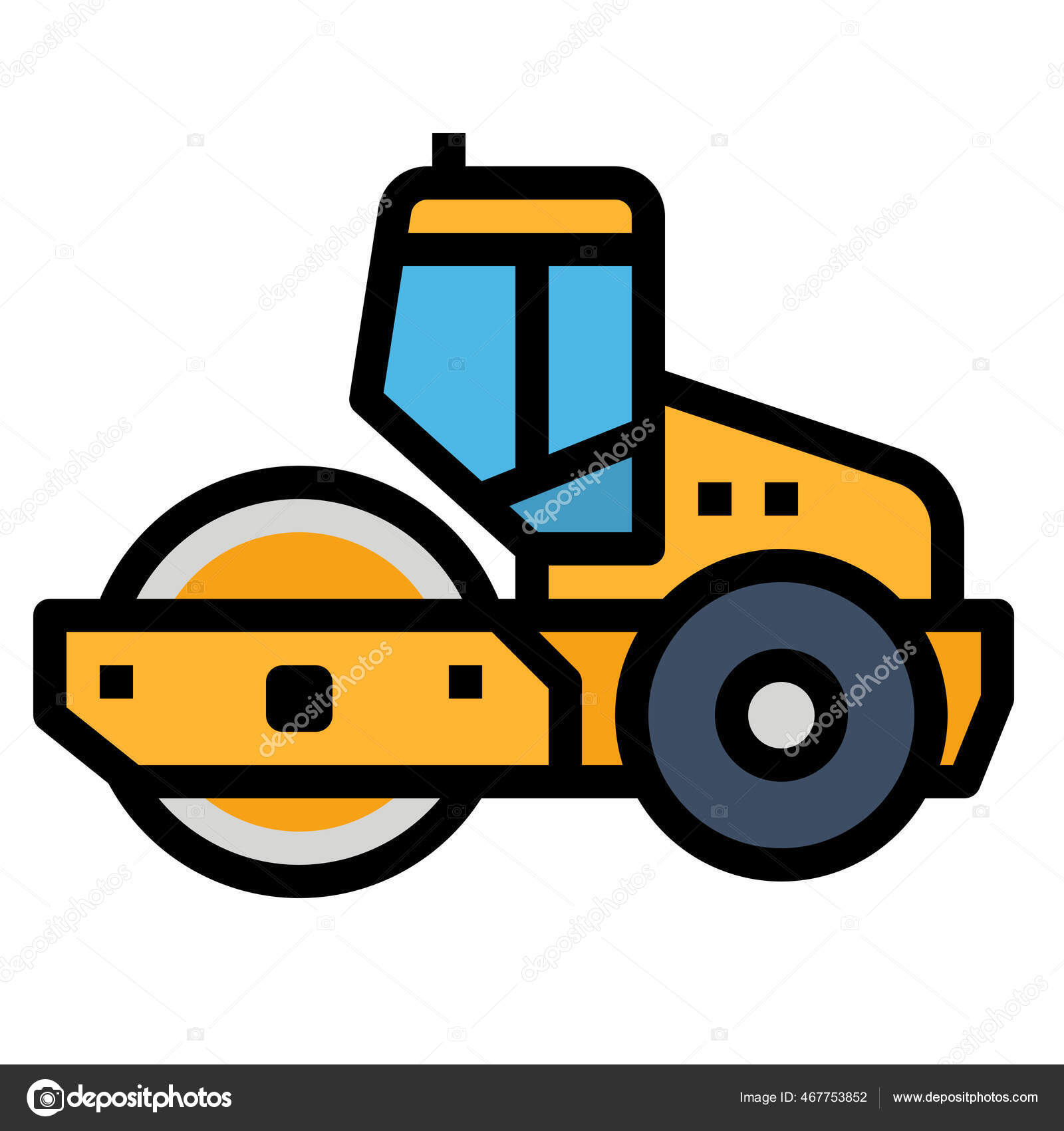 Icono Del Rodillo Máquina Construcción Estilo Contorno Lleno Vector de ...