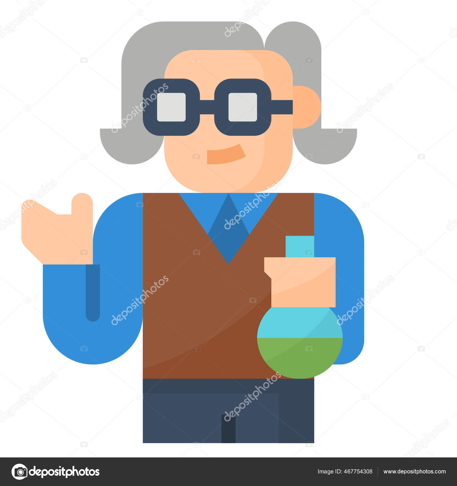 Professor Flat Education School Learning Icon Flat Style Stock Vector ...