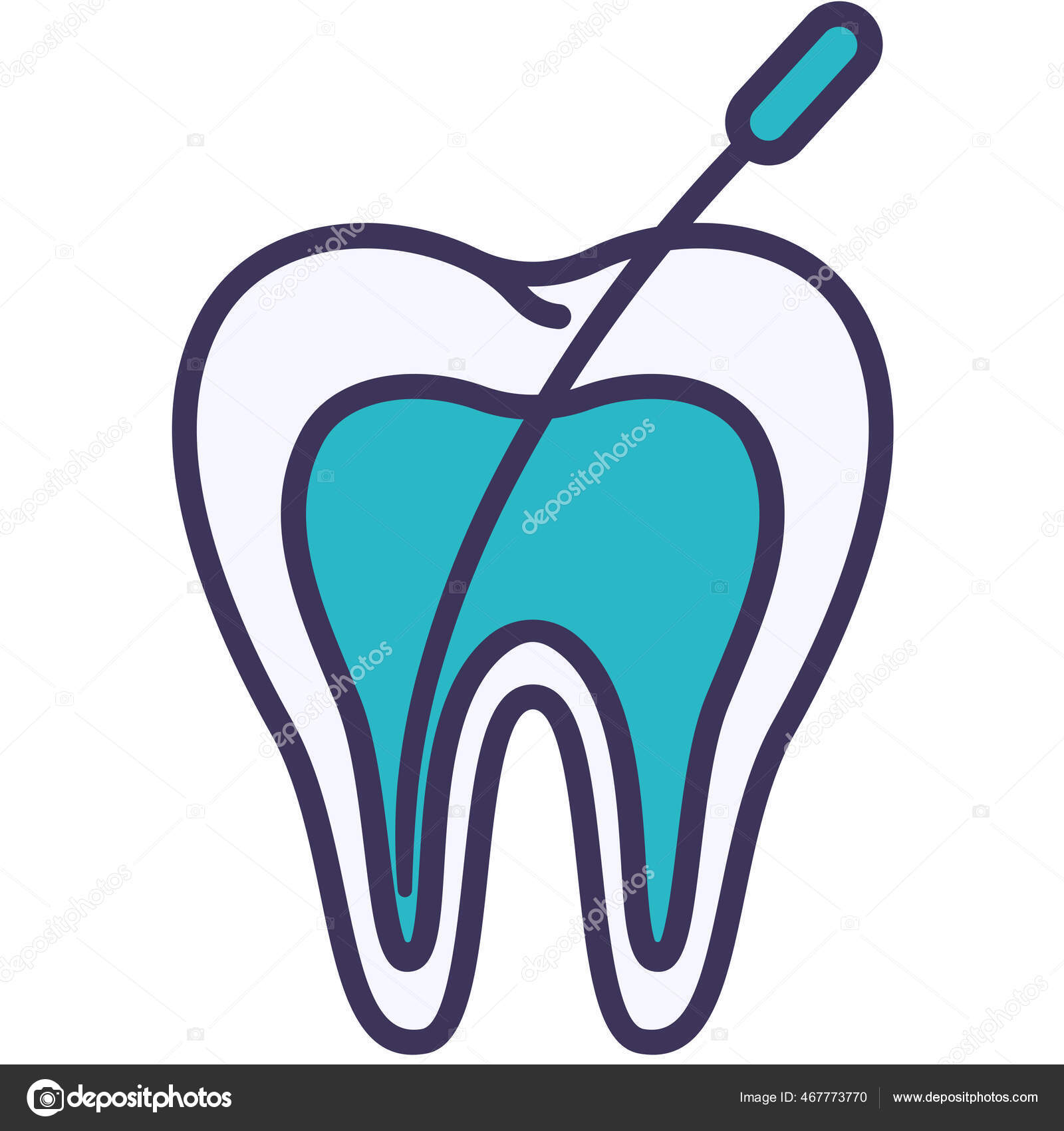 Icono Endodoncia Dental Del Canal Estilo Contorno Lleno Vector de stock ...