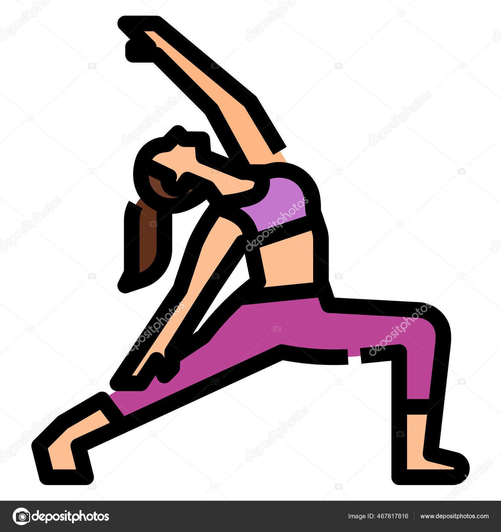 Exercise Pose Reverse Icon Fitness Yoga Diet Category Stock Vector ...