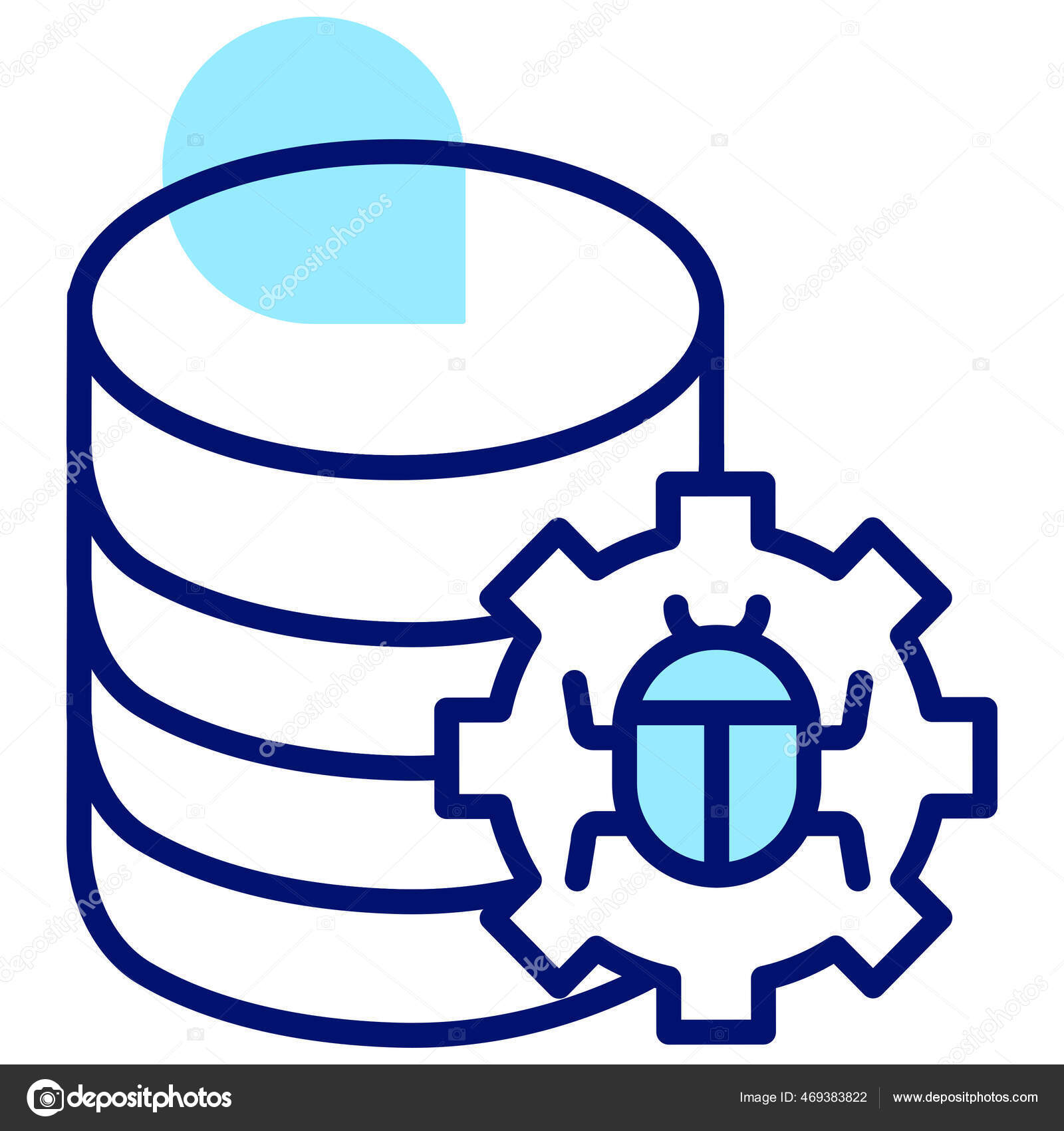 Ícone Erro Defeito Bug Banco Dados Estilo Esboço Preenchido imagem ...