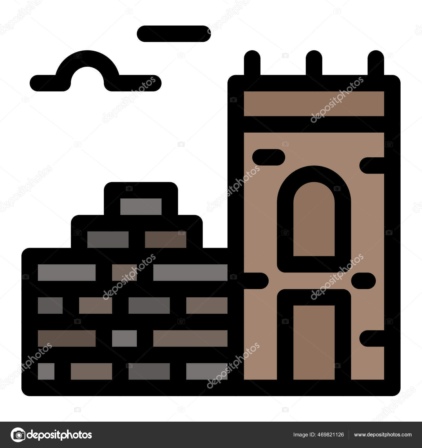 Brick Firewall Wall Icon Filled Outline Style Stock Vector By ©iconfinder 469821126