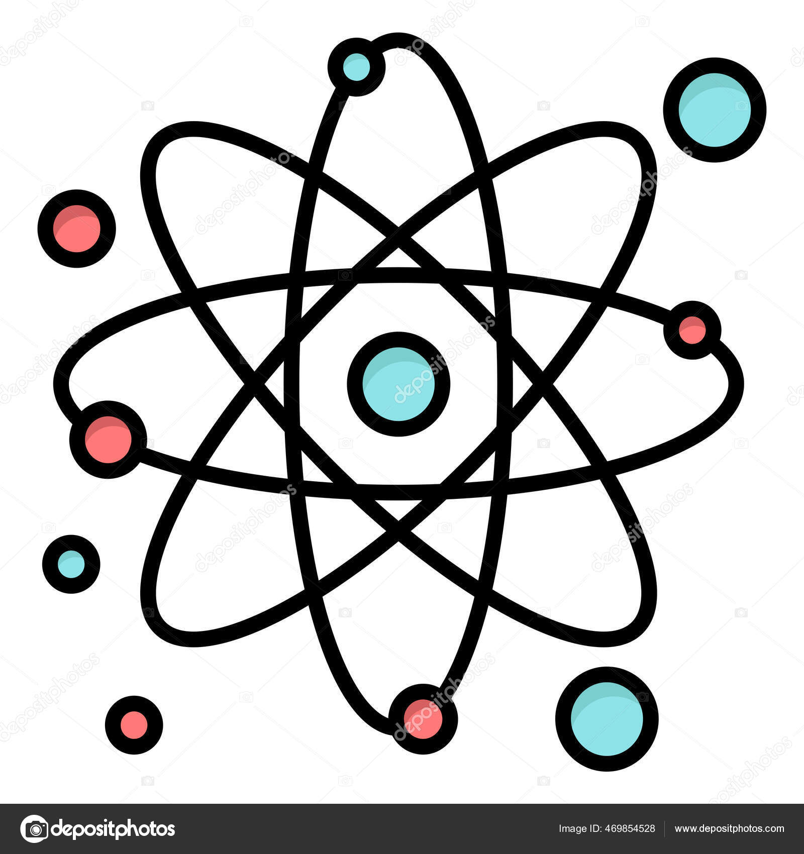 Atom Molecule Particle Icon Filled Outline Style Stock Vector by ...