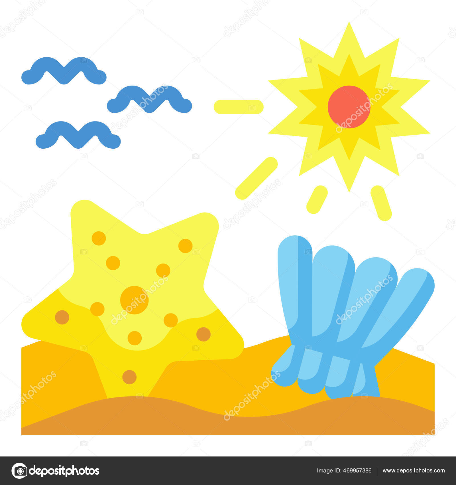 Playa Mar Costa Icono Vector de stock #469957386 de ©iconfinder