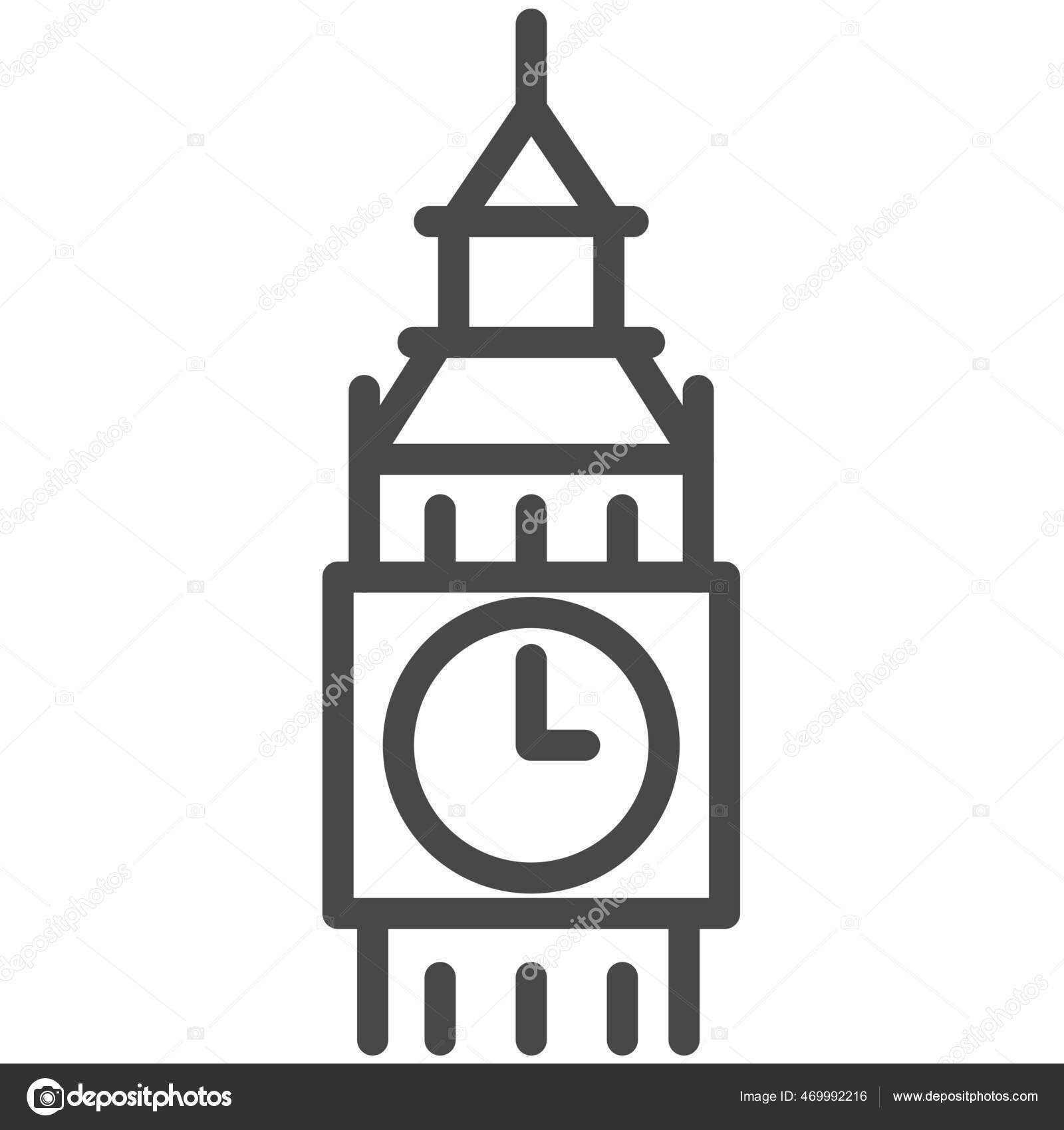 Big Ben British Clock Tower Icon Outline Style Stock Vector By ©iconfinder 469992216