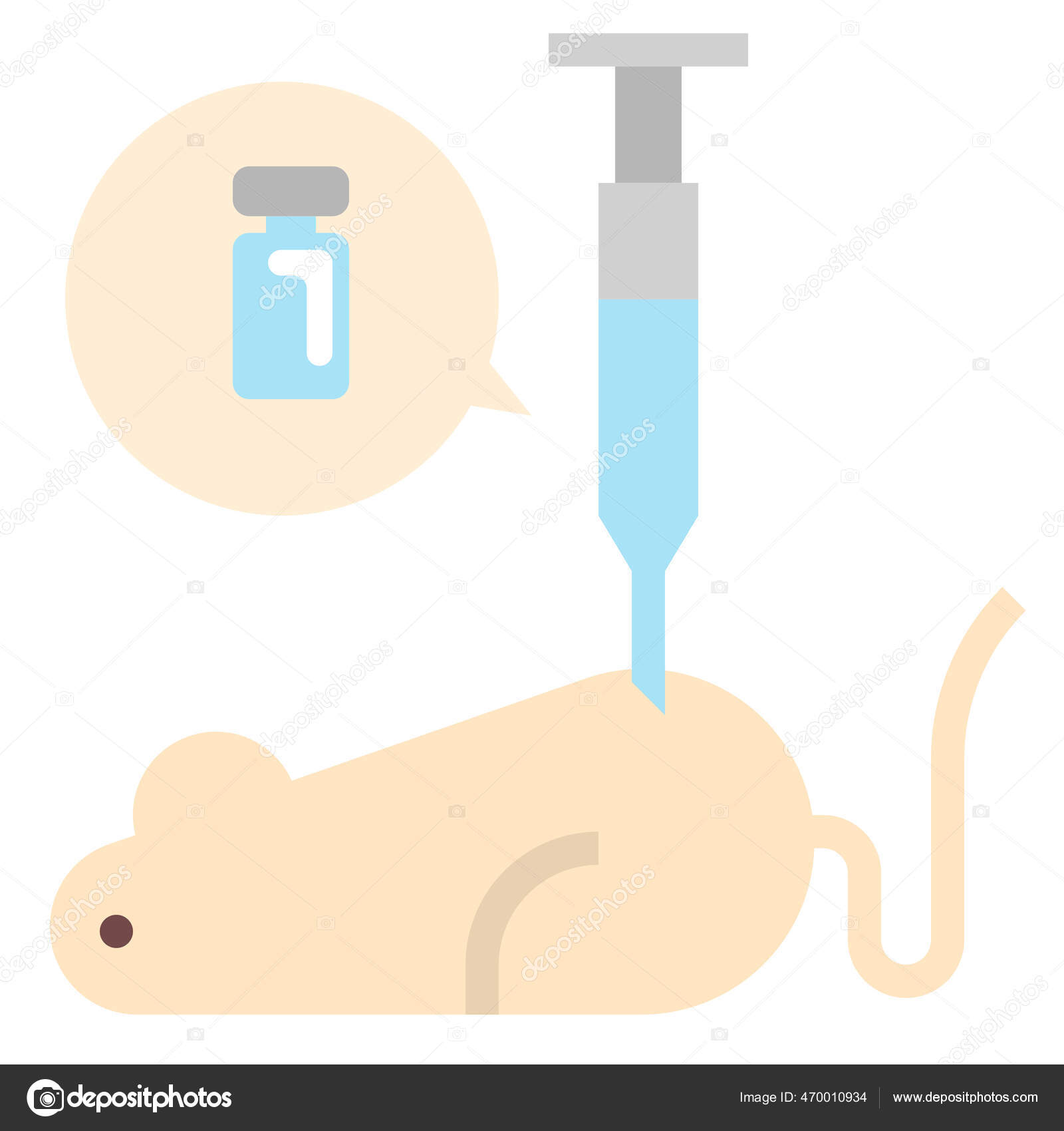 Animal Experiment Injection Icon Flat Style Stock Vector Image by ...