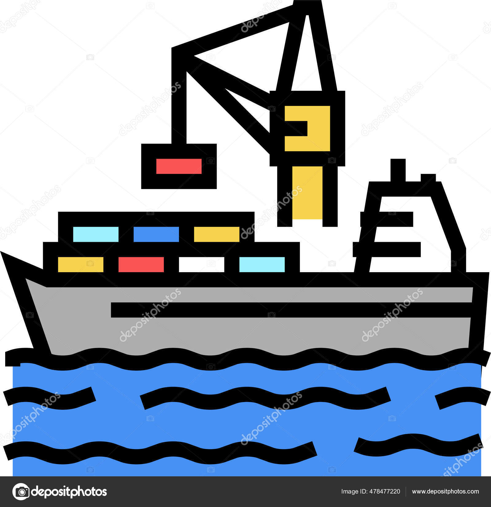 Conteneurs Navire Chargement Icône Vecteur par ©iconfinder 478477220