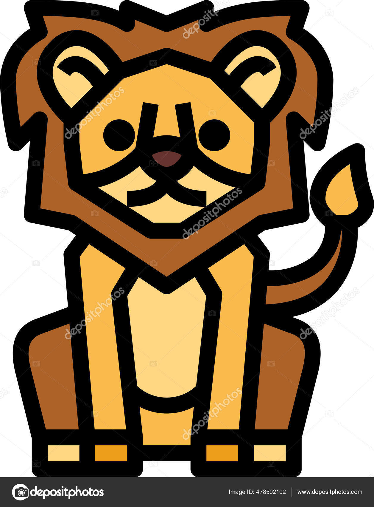 Animal León Vida Silvestre Icono Filledoutline Estilo Vector de stock ...