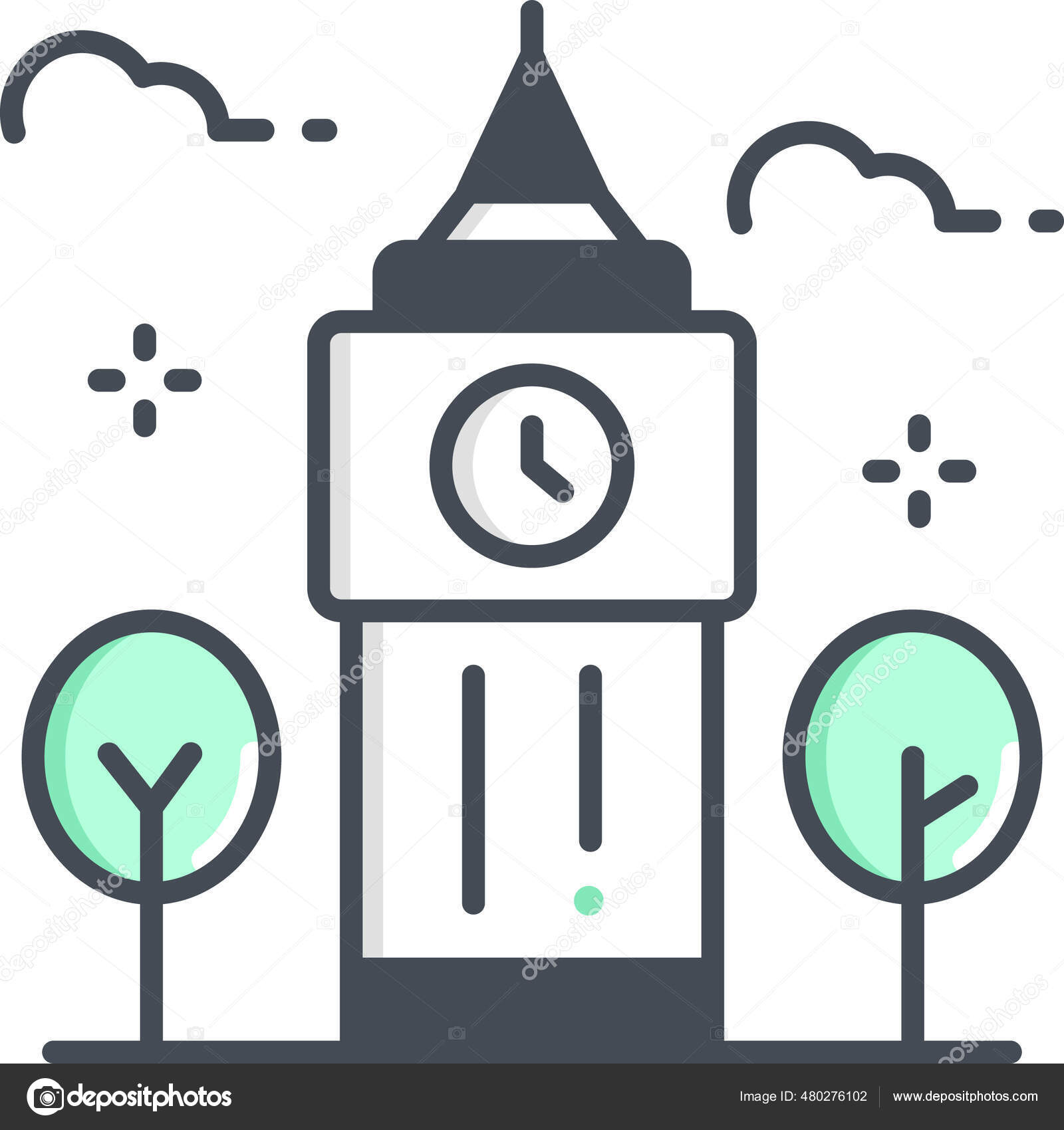 Big Ben Clock Tower Icon Filledoutline Style Stock Vector Image by ...
