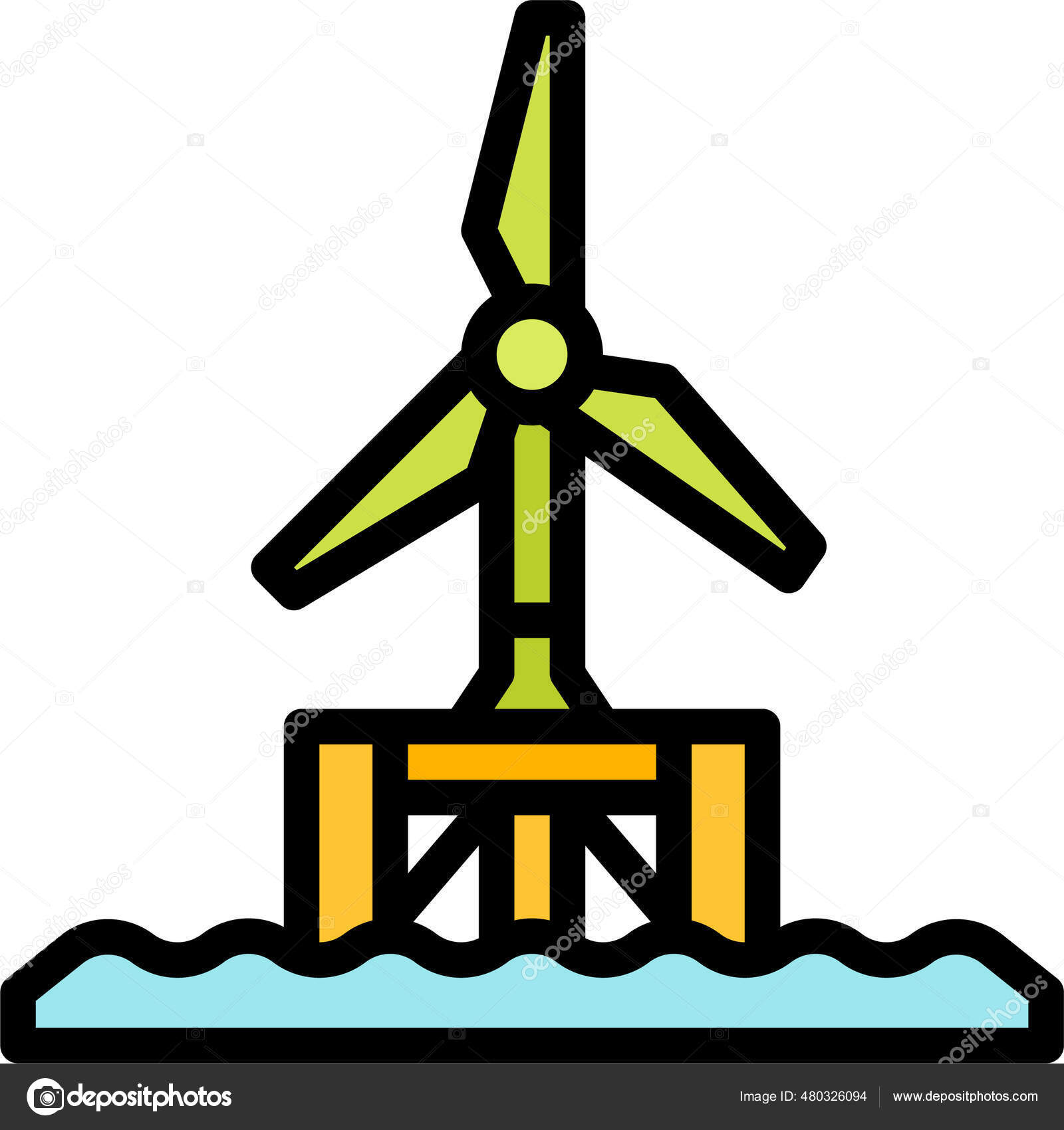 Energy Floating Offshore Icon Ecologyenvironmentalism Category Stock ...