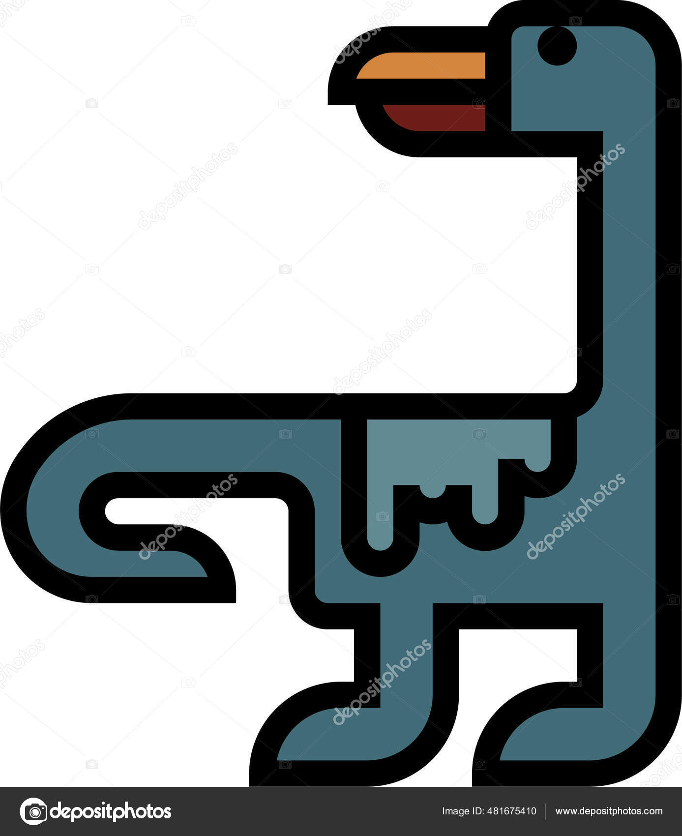 Dinosaur Extinct Plesiosaurus Icon Filled Outline Style Stock Vector by ...