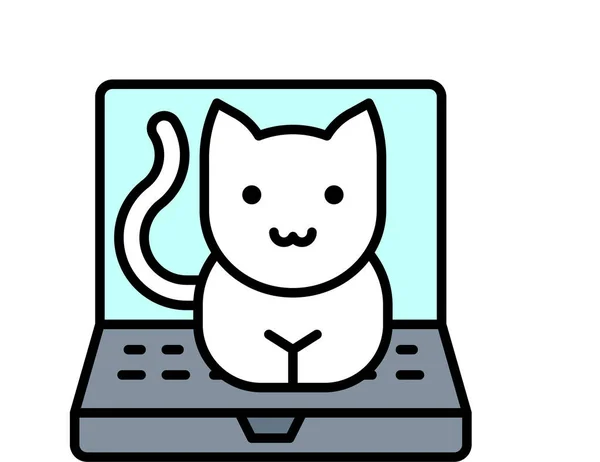 Gato y ordenador imágenes de stock de arte vectorial | Depositphotos