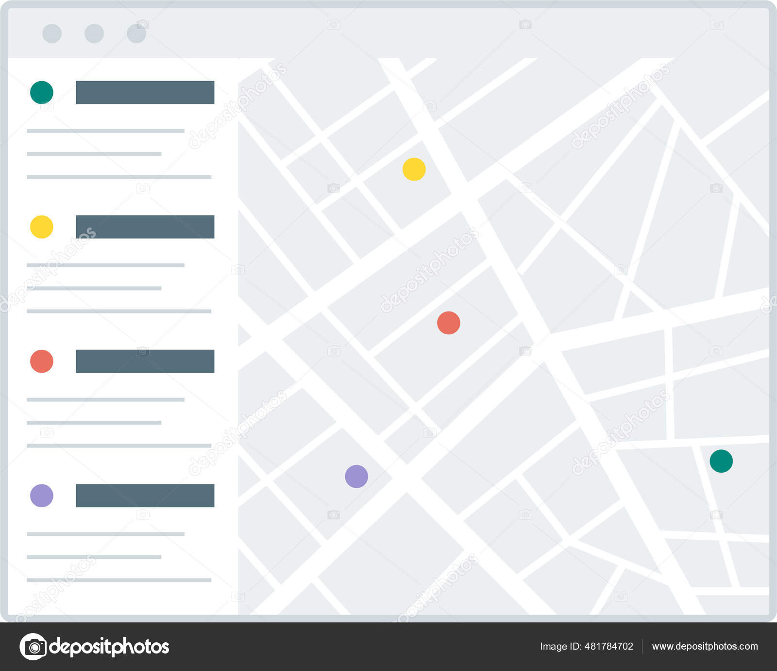 Browser Layout Locations Icon Flat Style Stock Vector Image by ...