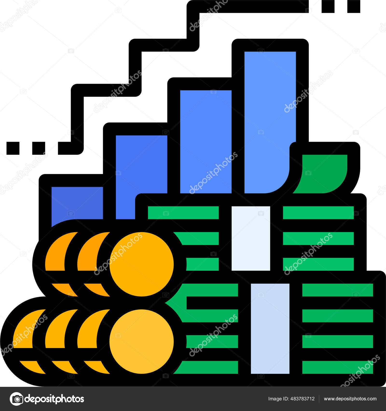 Gráfico Billetes Icono Moneda Estilo Filledoutline Vector de stock ...