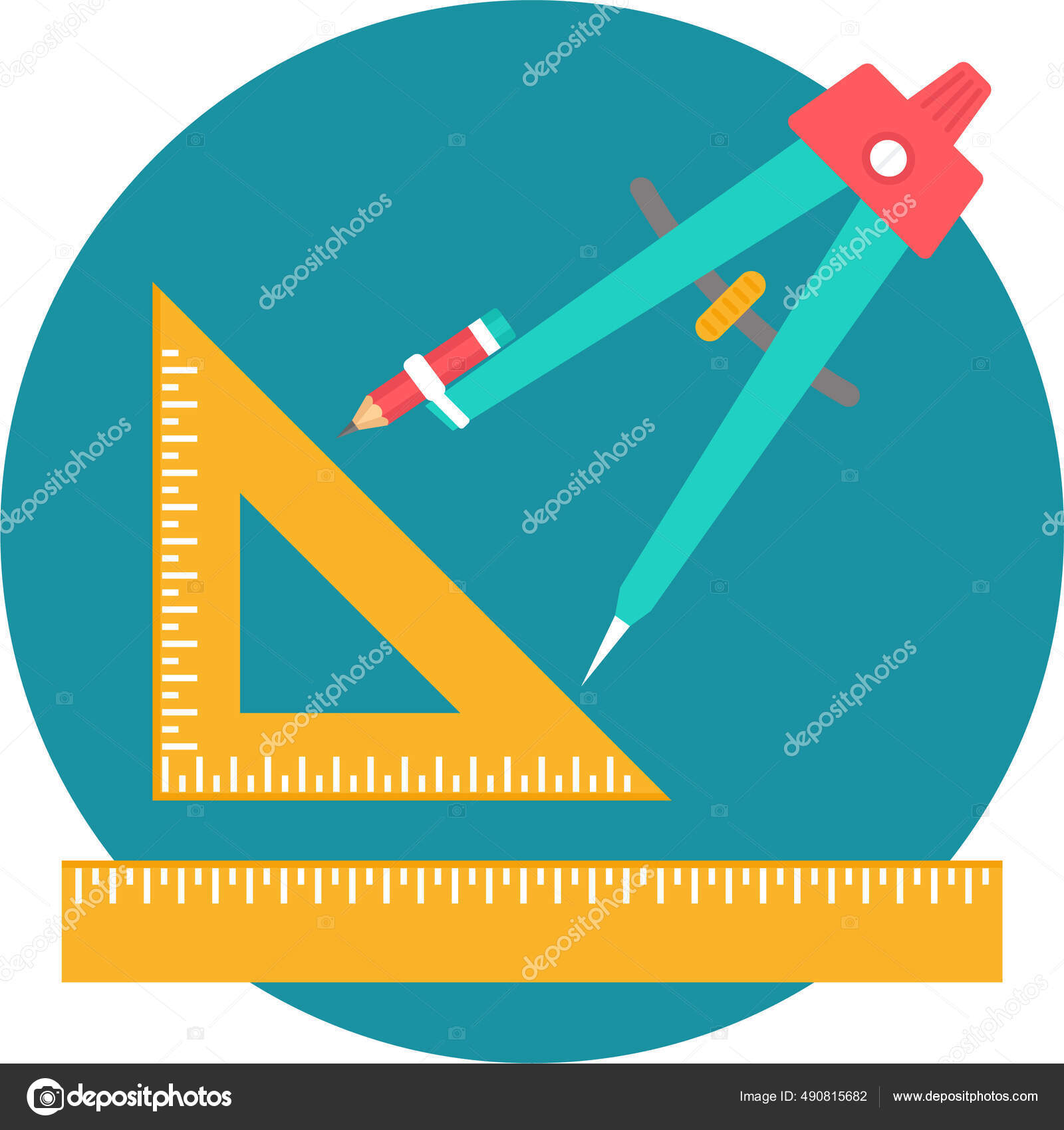 Geometry Pencil Scale Icon Flat Style Stock Vector by ©iconfinder 490815682