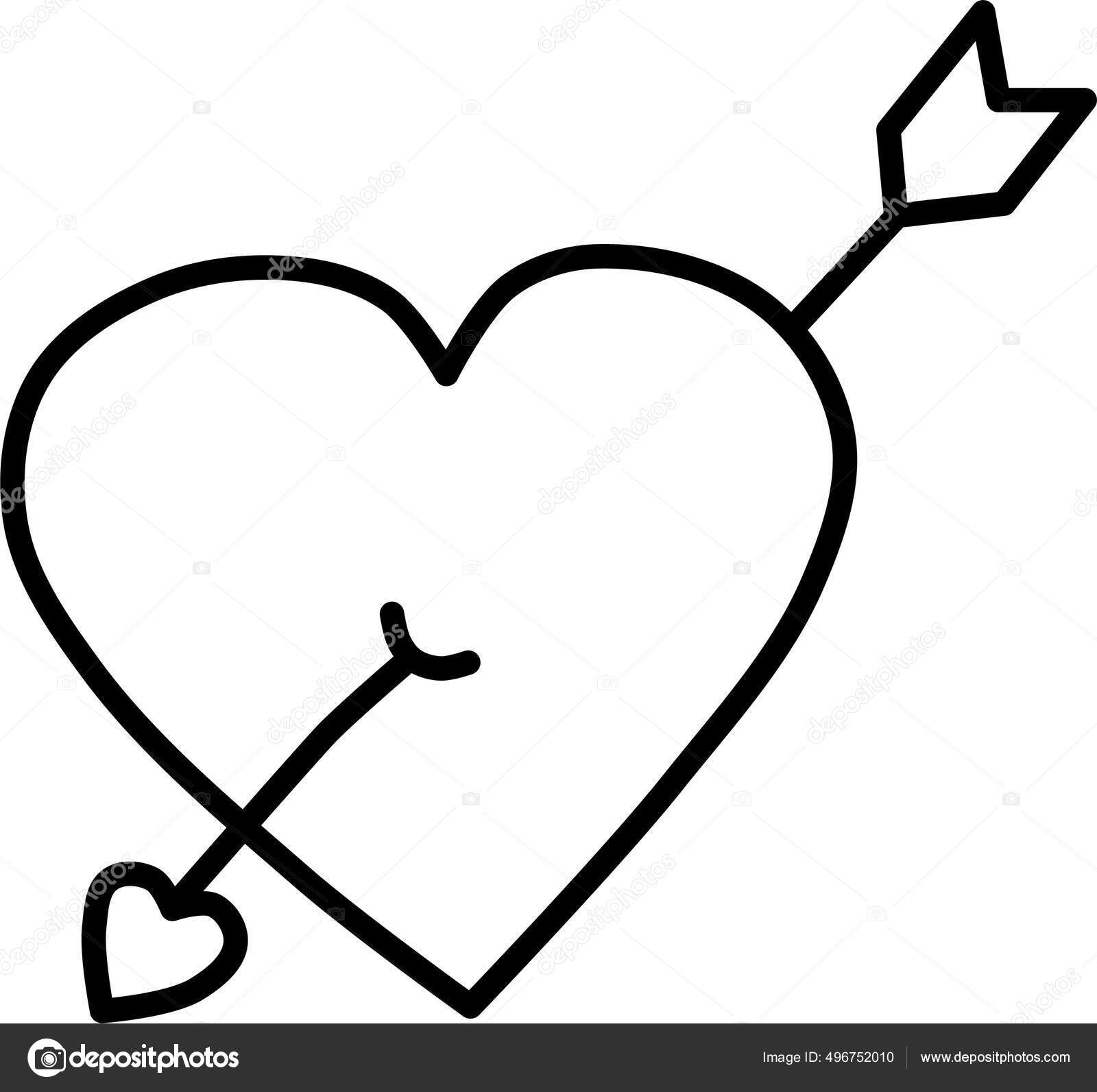 Heart And Arrow Clip Art Black And White