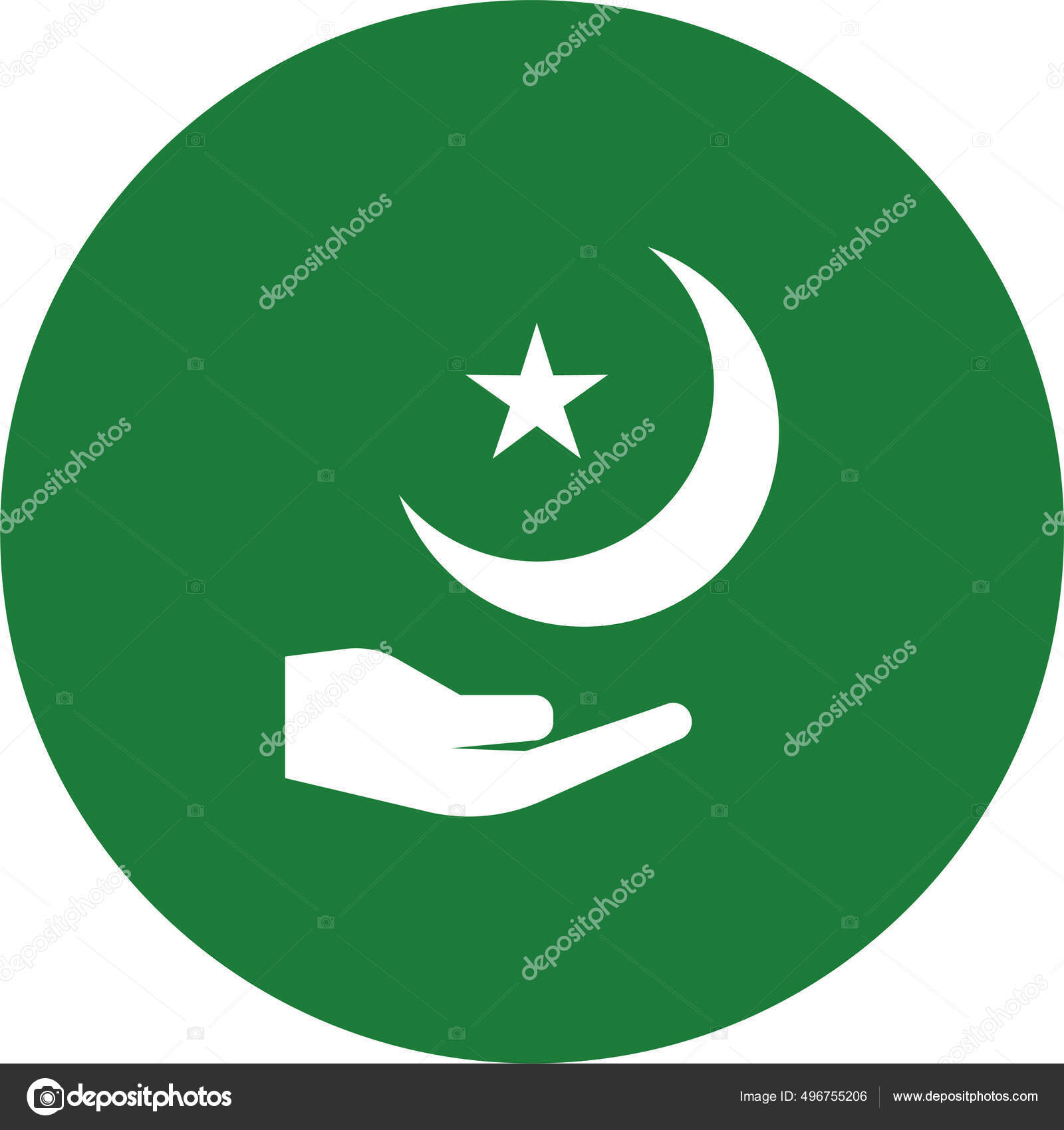 Creciente Islam Musulmán Icono Estilo Insignia Vector de stock ...