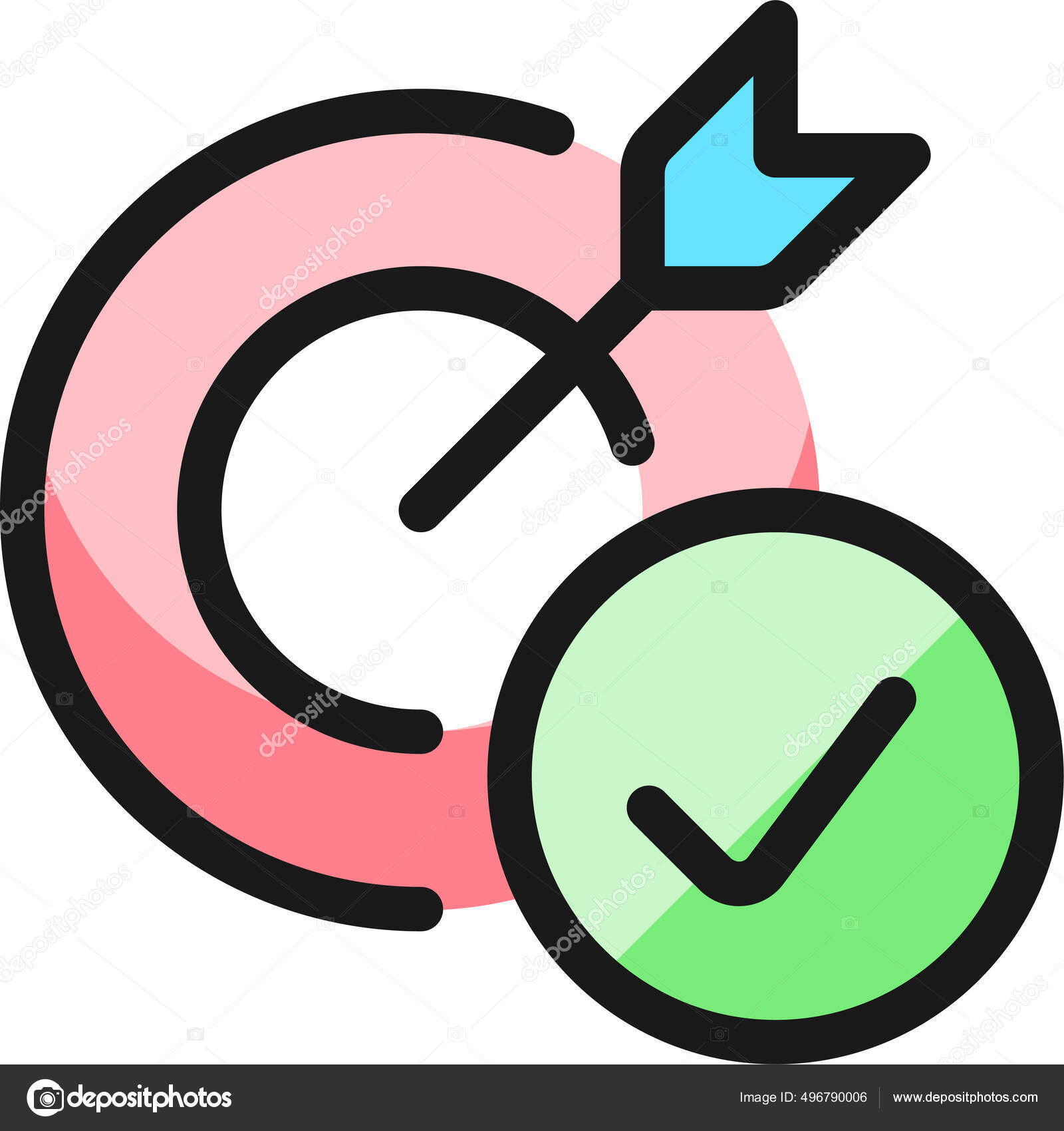 Target Correcto Icono Esquema Rellenado Estilo Esquema Rellenado Vector ...