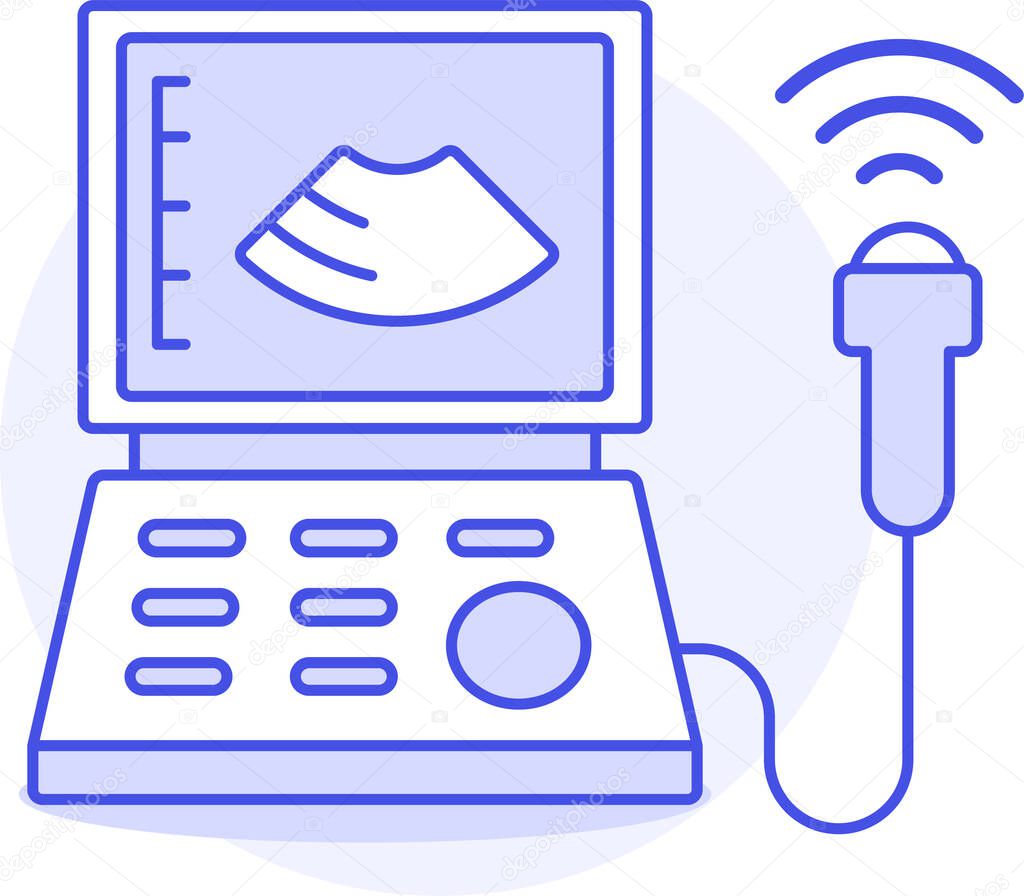 icono de salud de ecografía diagnóstica en estilo de esquema rellenado 2023