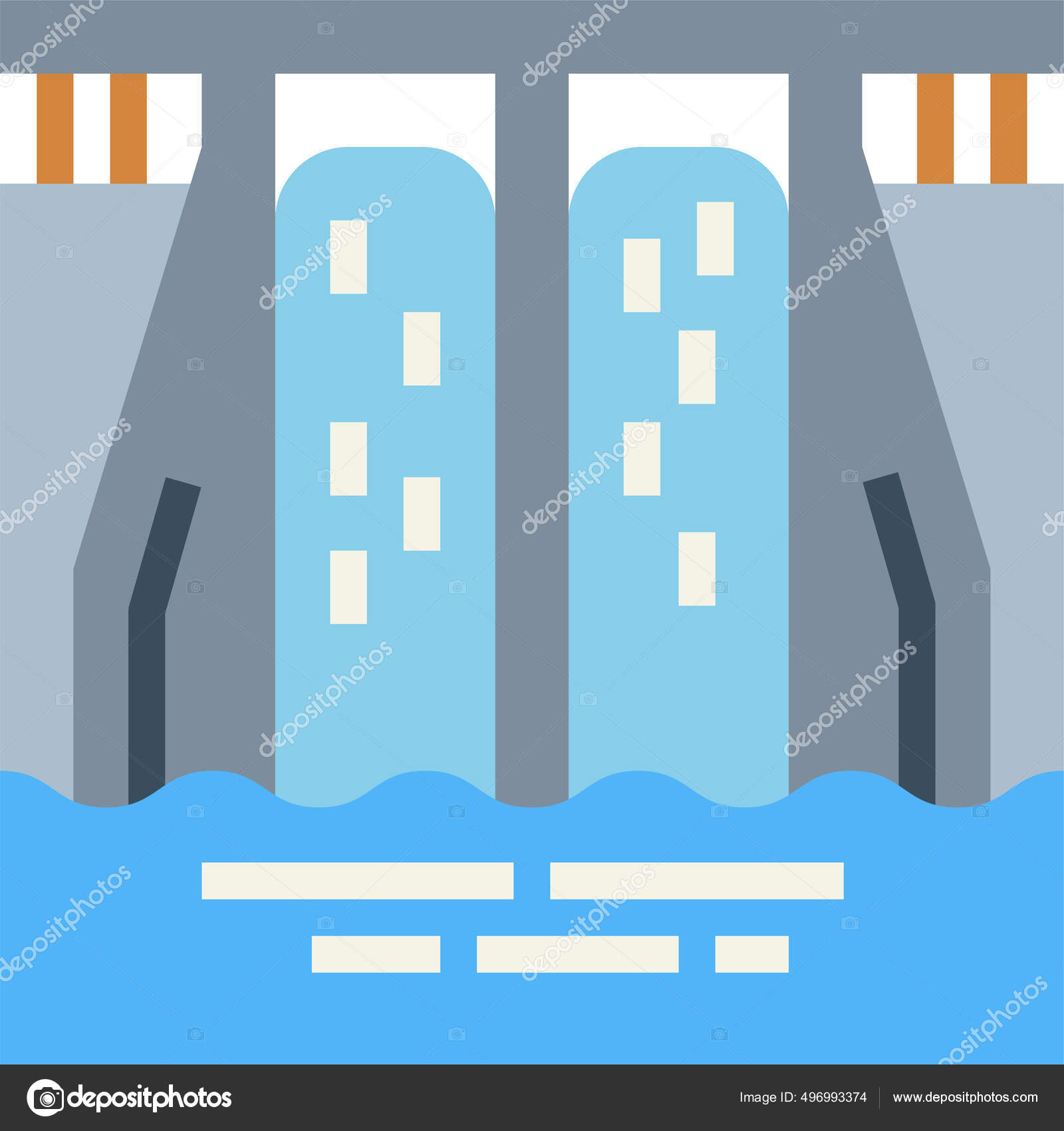 Dam Dike Industry Icon Flat Style Stock Vector by ©iconfinder 496993374