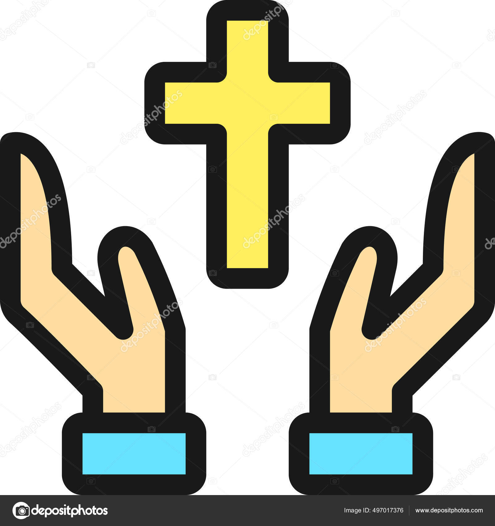 Manos Religión Llena Contorno Icono Estilo Contorno Lleno Vector de ...