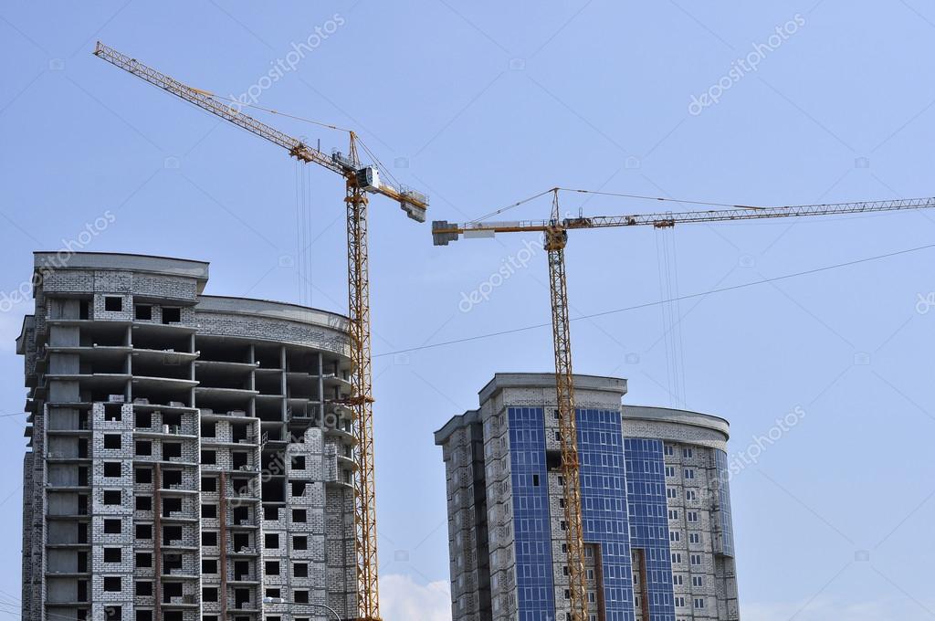 Construction of high-rise buildings — Stock Photo © uhfybn #81279646
