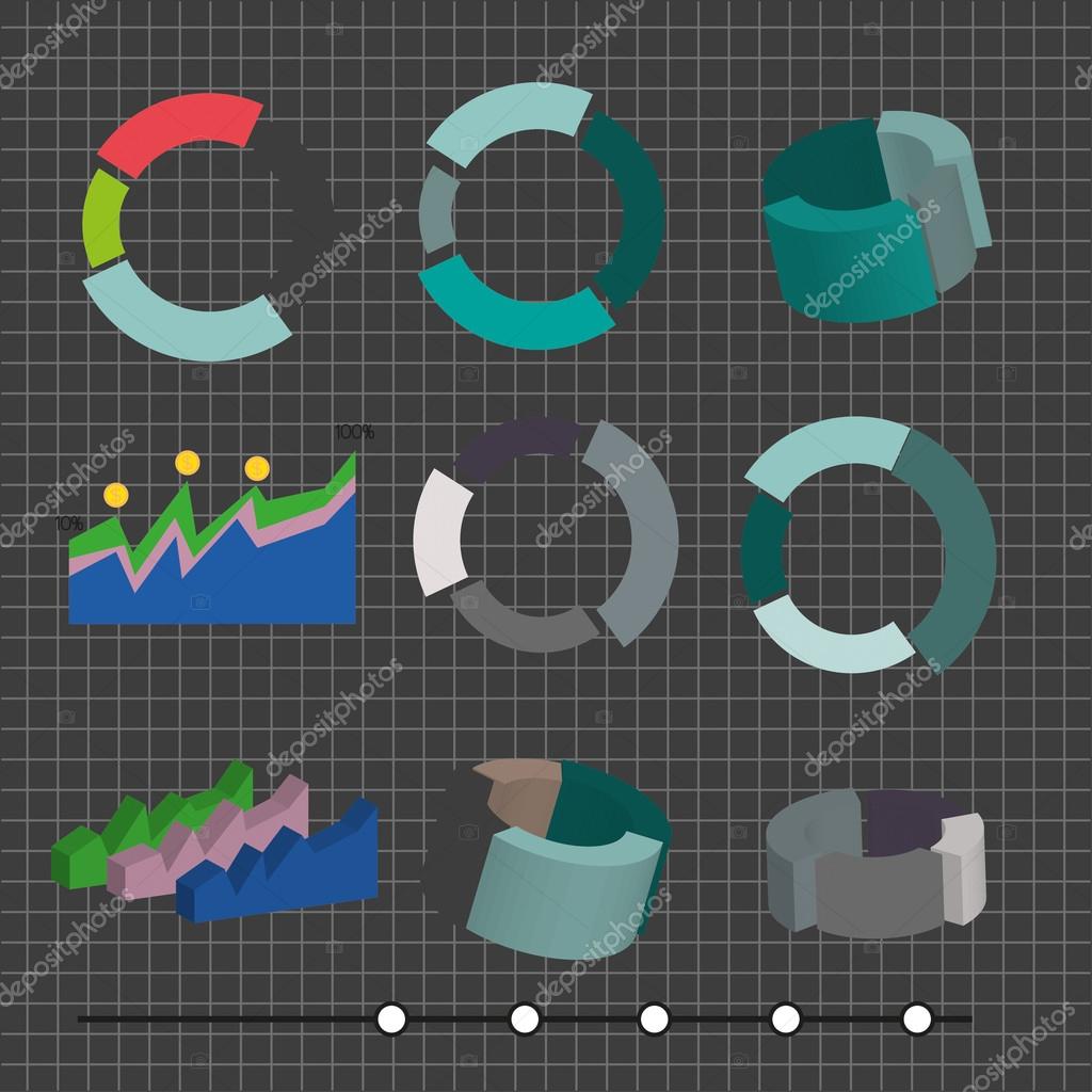 Business charts in 2d and 3d, flat design. Digital vector image Stock ...