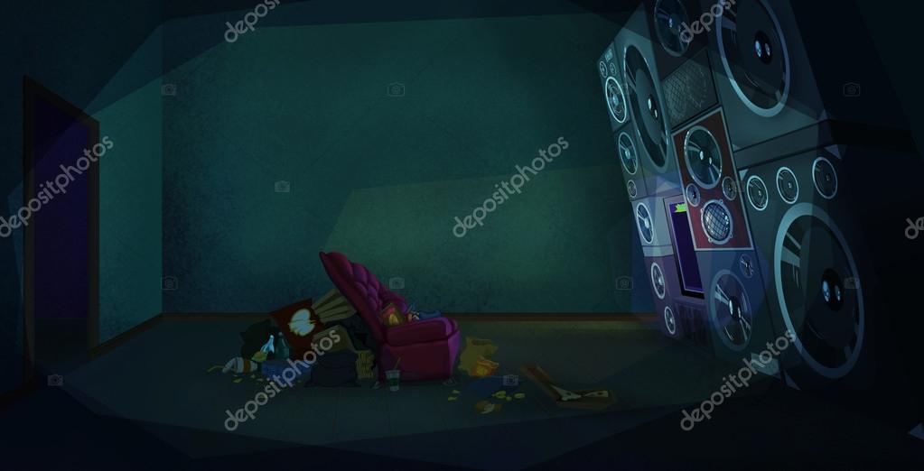 Big Audio System in a Living Room with Sofa. — Stock Photo © frimufilms ...