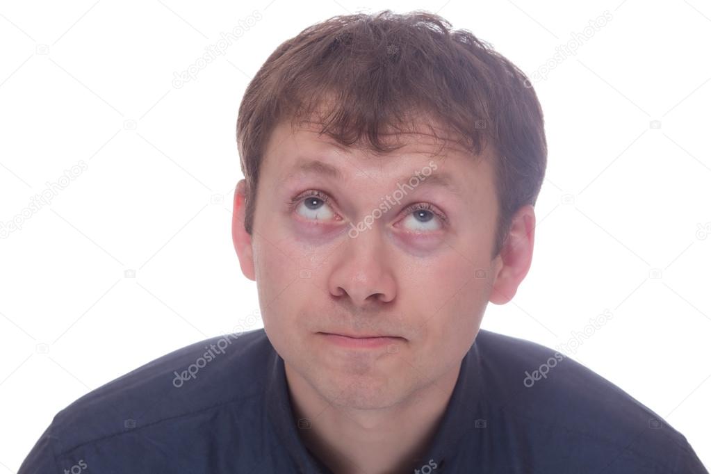 Man with tired face isolated on white Stock Photo by ©alex_ugalek 111865088