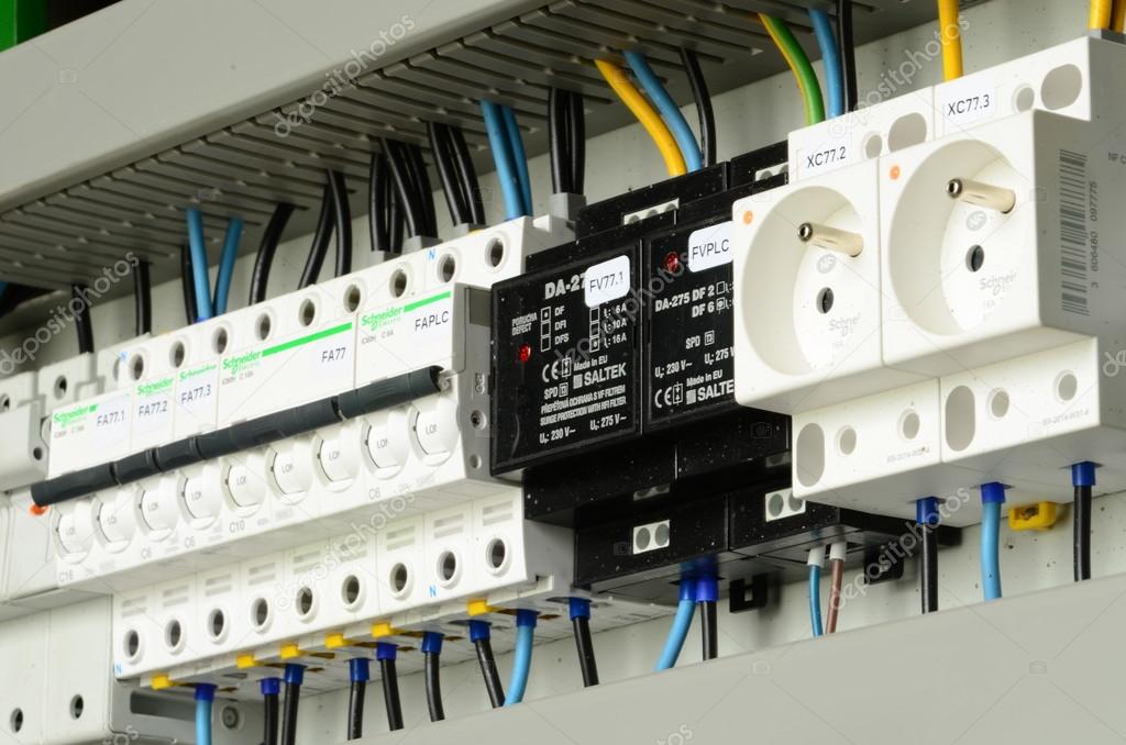 Schneider electrical circuit breakers and plug points in an electrical ...